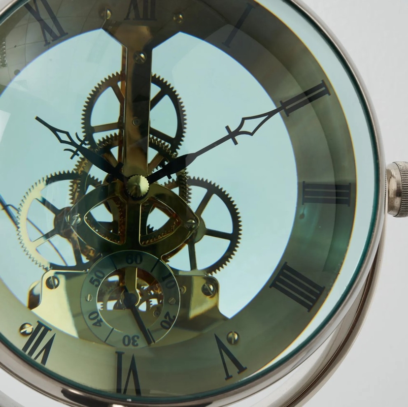 Magnified Maritime Silver Table Clock | Koala Living