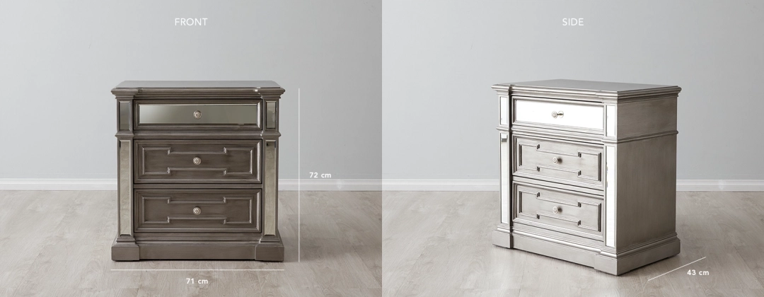 Solitude Antique Silver Bedside Table | Koala Living