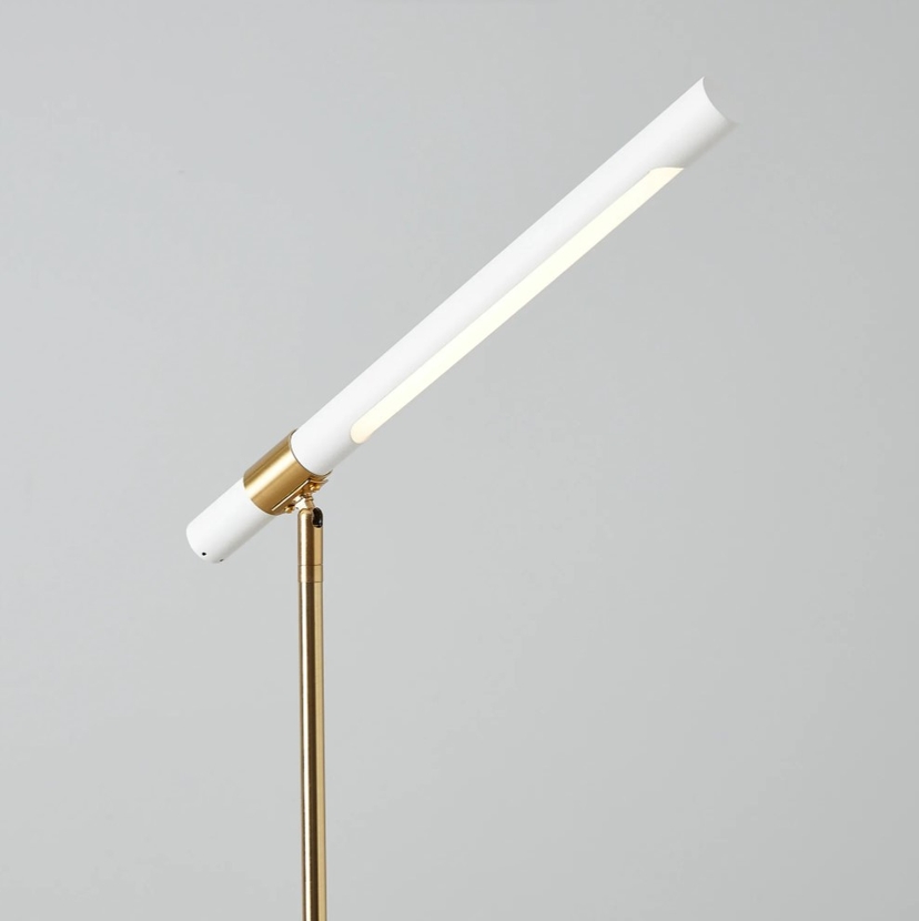 Kaia Brushed Gold Metal Floor Lamp White Frosted Metal Shade | Koala Living