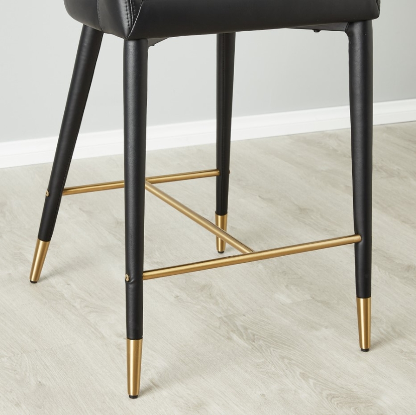Moulin Black Vegan Leather 66cm Counter Stool - Brushed Gold Legs ...