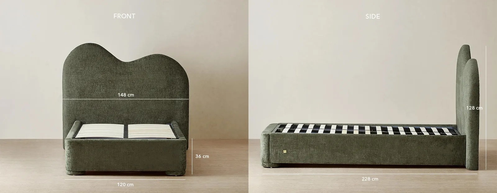 Poppy Green Chenille Fabric King Single Bed