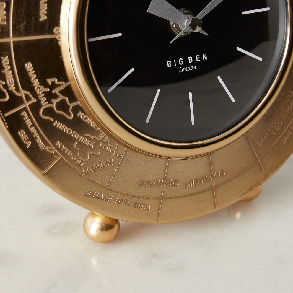 Miriam Matte Antique Brass Croc Pattern Table Clock | Koala Living