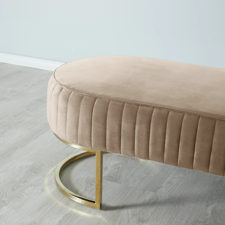 Hilda Ii Beige Velvet Ottoman