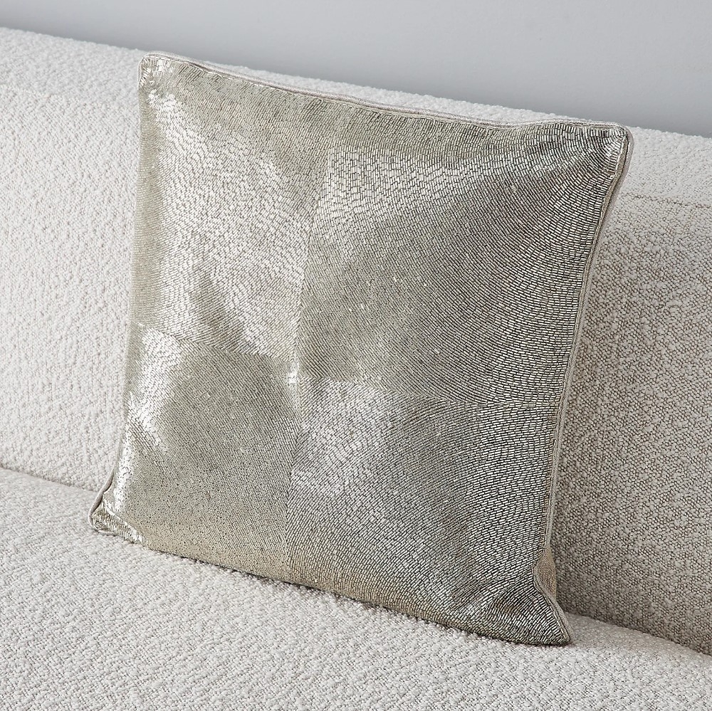 Silver Embroidered Cushion | Koala Living