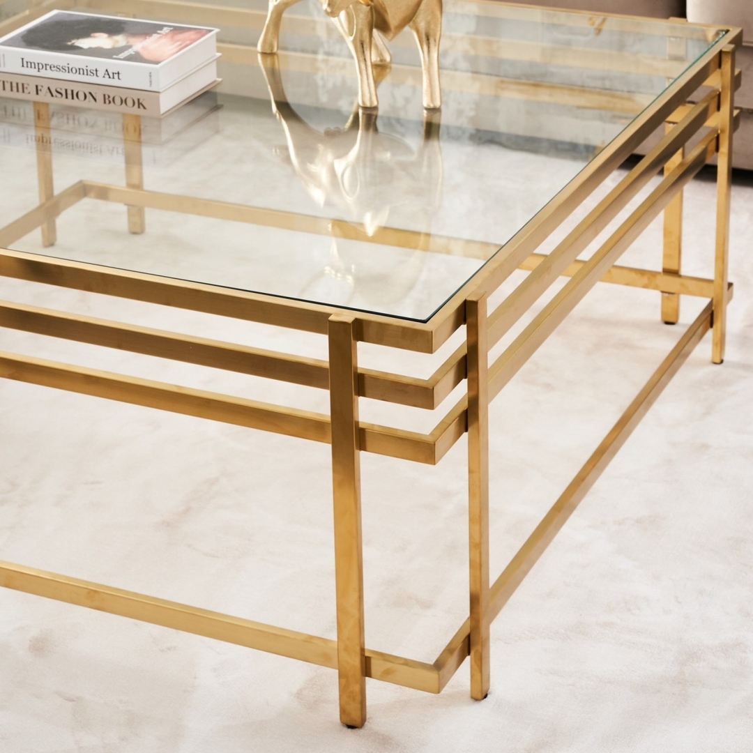 Grazia Brushed Gold Stainless Steel Coffee Table | Koala Living
