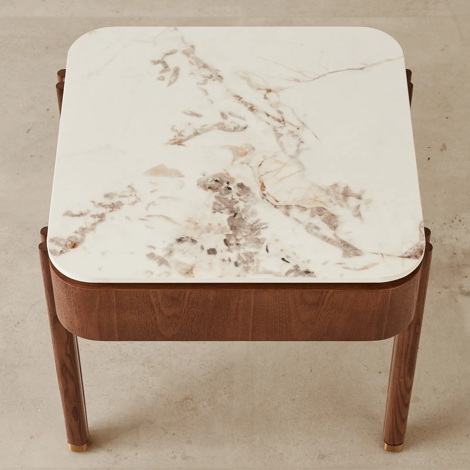 Portobello Dark Brown Ash Veneer Side Table - Pandora Brown Sintered ...