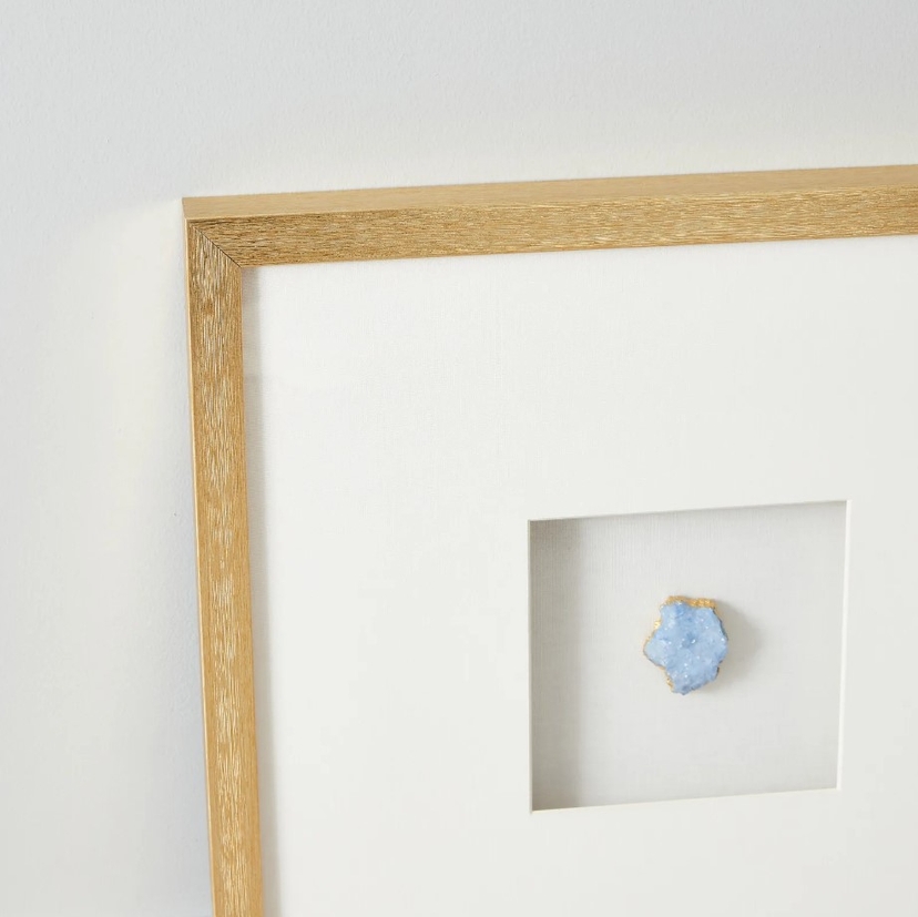 Stone Blue Crystal Shadow Box With Gold Frame