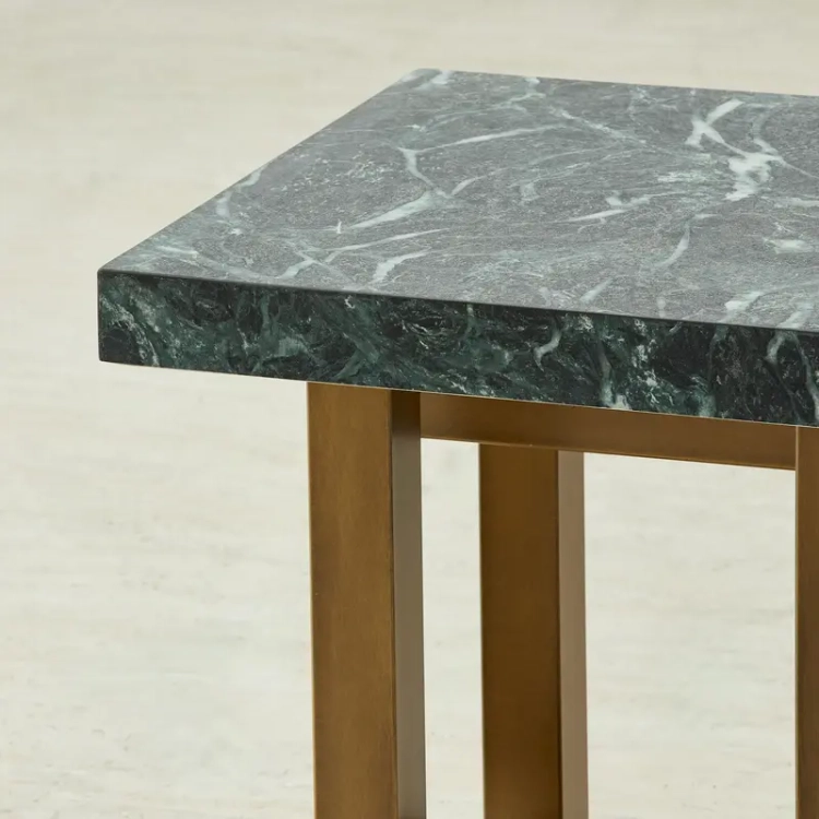 Grayson Brushed Bronze Side Table with Emerald Green Sintered Stone Top ...