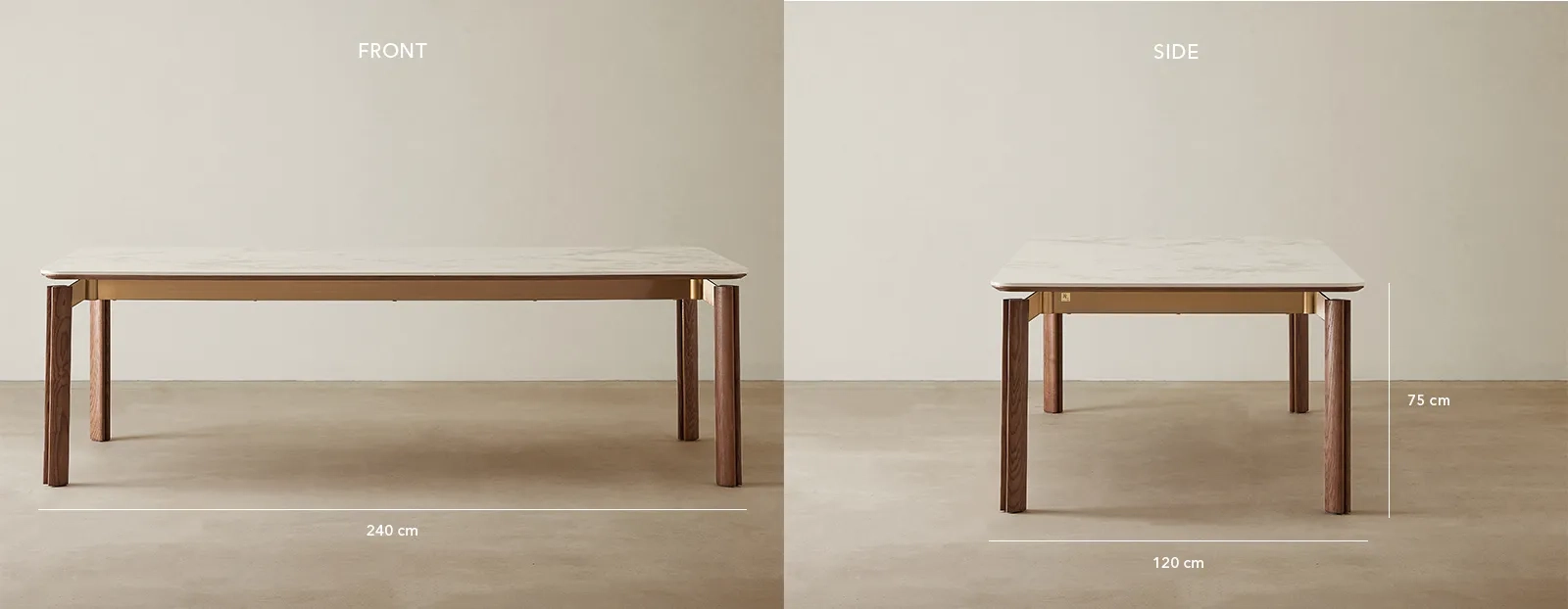 Portobello Pandora Brown Sintered Stone Top Dining Table - Toffee Brown ...