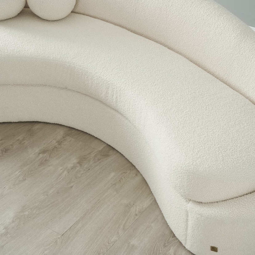 Maddie Curved Cream Turrel 3-Seater Sofa | Koala Living