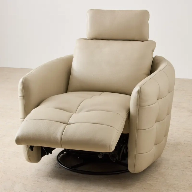 Sherlock Almond Cream Leather Electric Rocker Chair | Koala Living