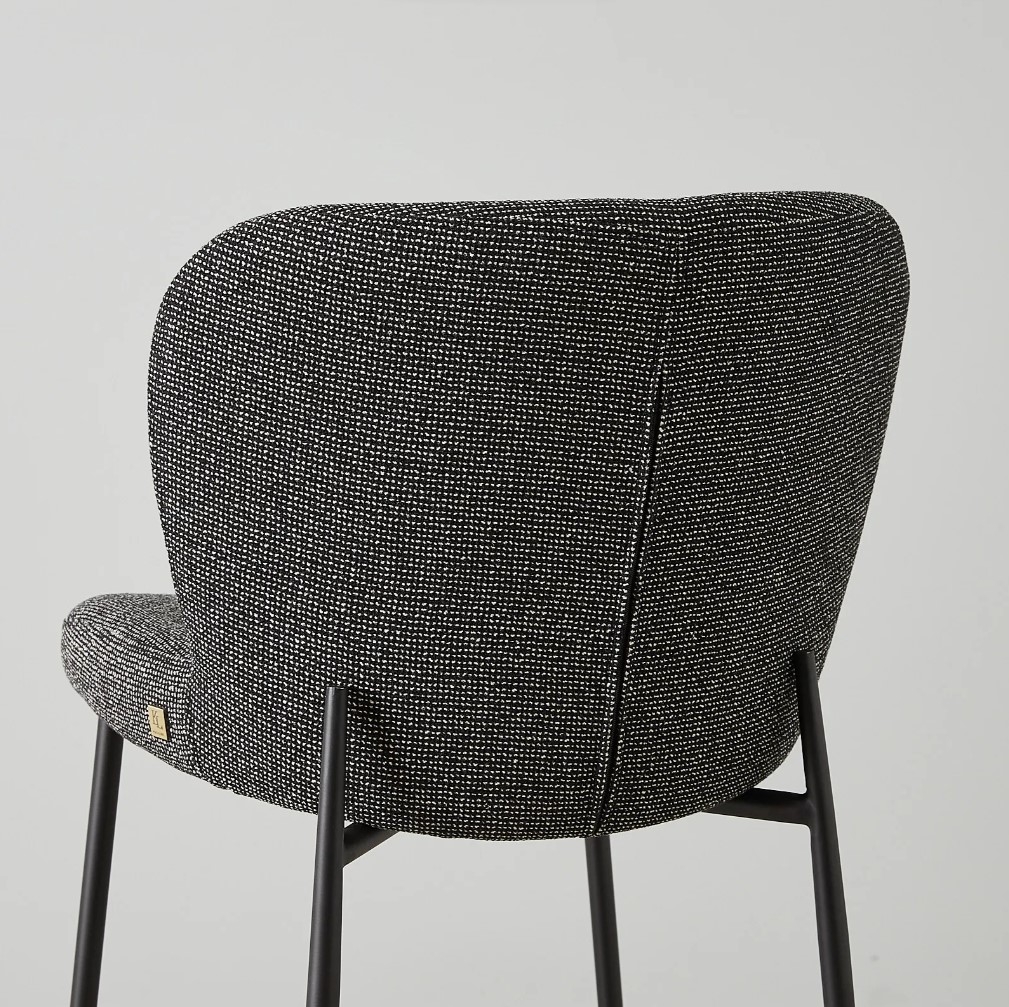 Hailey Cosmos Black Woven Fabric 67cm Counter Stool - Black Metal Legs ...