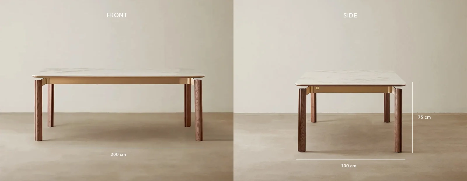 Portobello Pandora Brown Sintered Stone Top Dining Table - Toffee Brown ...