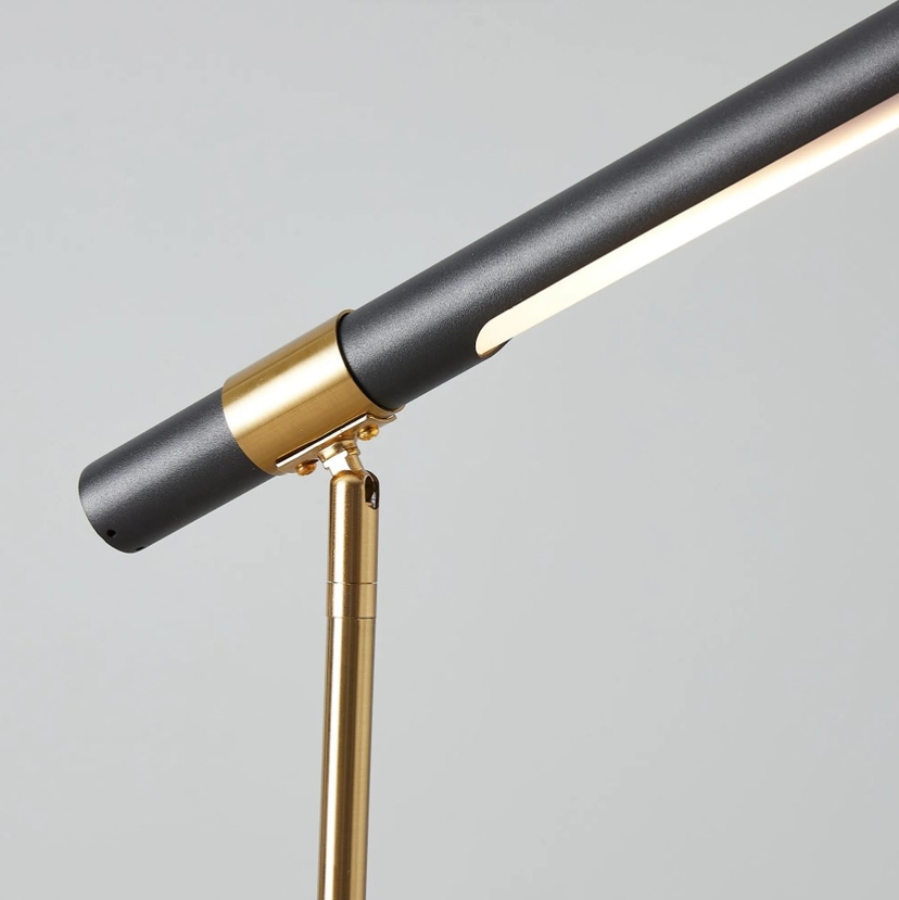 Kaia Brushed Gold Metal Floor Lamp Black Frosted Metal Shade | Koala Living