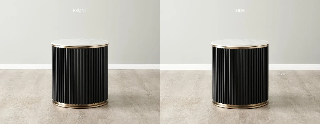 Archie White Sintered Stone Round Side Table | Koala Living