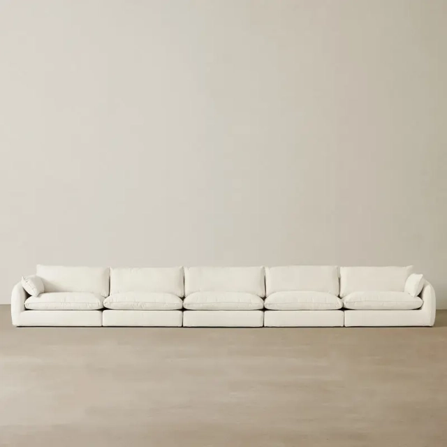 Macie Chiffon White Fabric 5 Pieces Modular Sofa | Koala Living