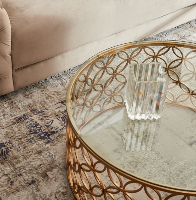 Cody Champagne Gold Glass Coffee Table | Koala Living