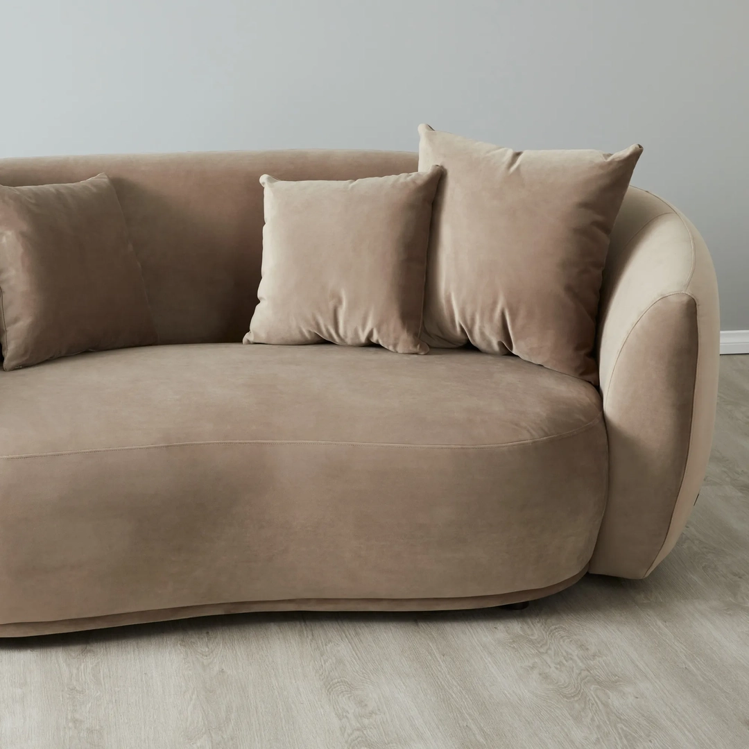 Everett Beige Velvet 3 Seater Sofa | Koala Living