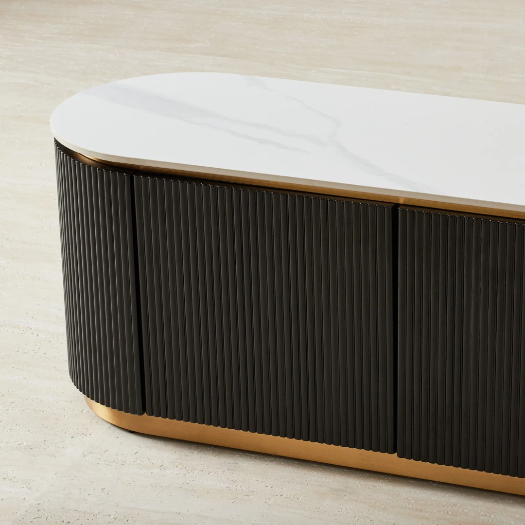 Archie White Sintered Stone Entertainment Unit | Koala Living