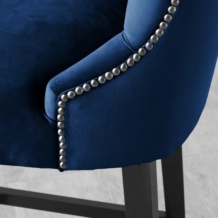 Saxon Navy Velvet Bar Stool | Koala Living