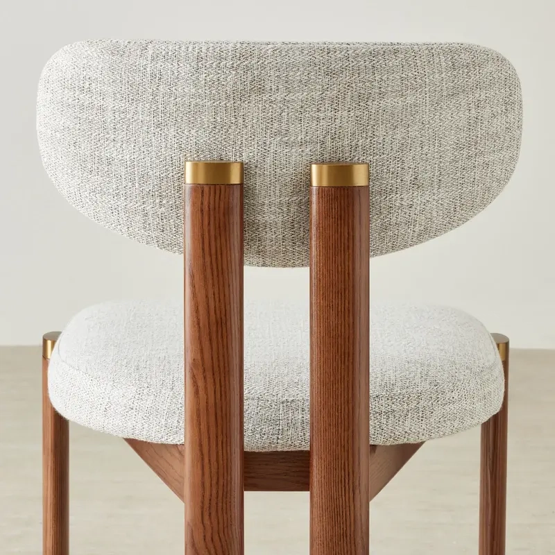 Portobello II Murmur White Fabric Dining Chair - Toffee Brown Ash Legs | Koala Living
