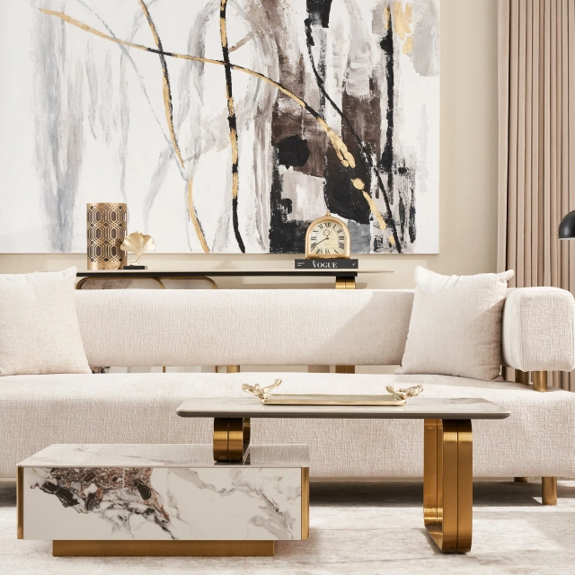 Marbella 2-Layered Cold Calacatta White Sintered Stone Coffee Table ...