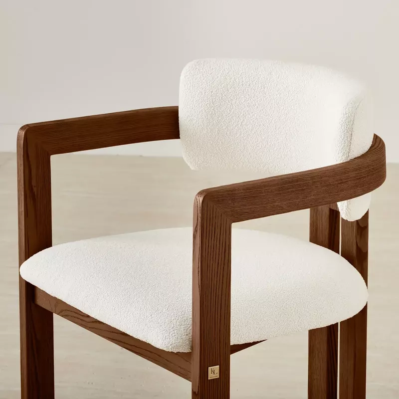 Desmond Chantilly White Fabric Dining Chair - Dark Brown Ash Legs | Koala Living
