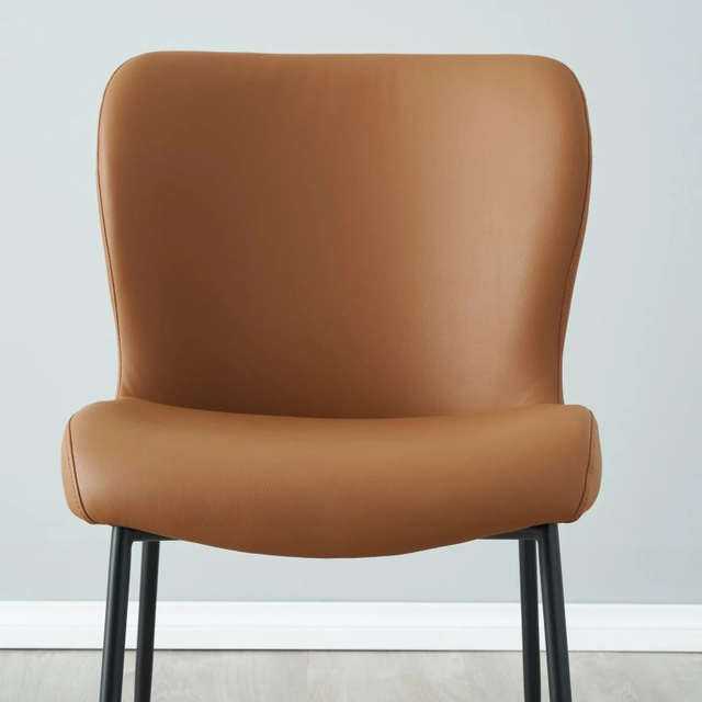 Hailey Walnut Vegan Leather Dining Chair - Black Legs | Koala Living