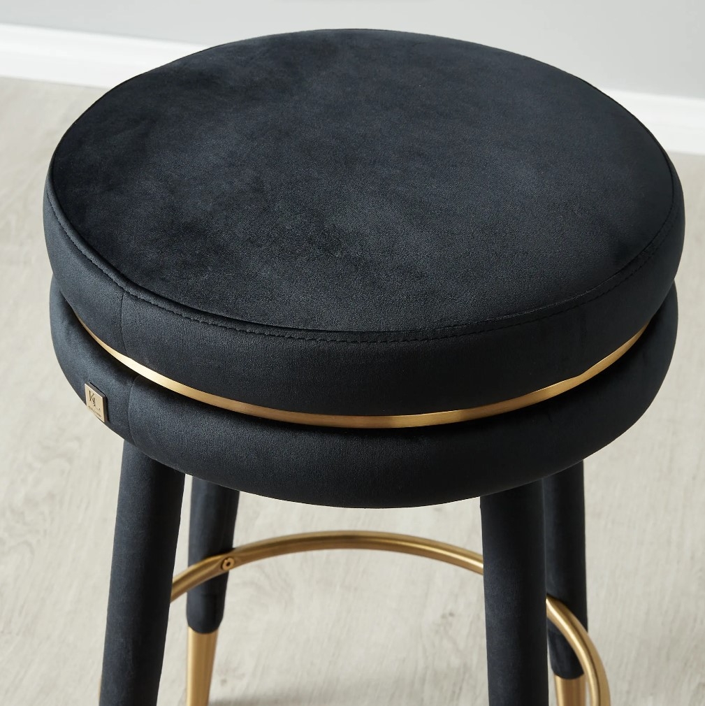 Sylvie Black Velvet 67cm Counter Stool | Koala Living
