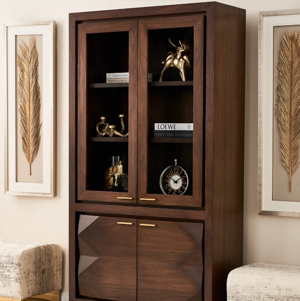 Xandra Dark Walnut Veneer Display Cabinet | Koala Living