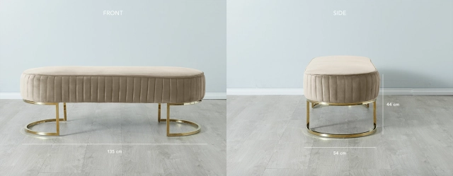 Hilda Ii Beige Velvet Ottoman