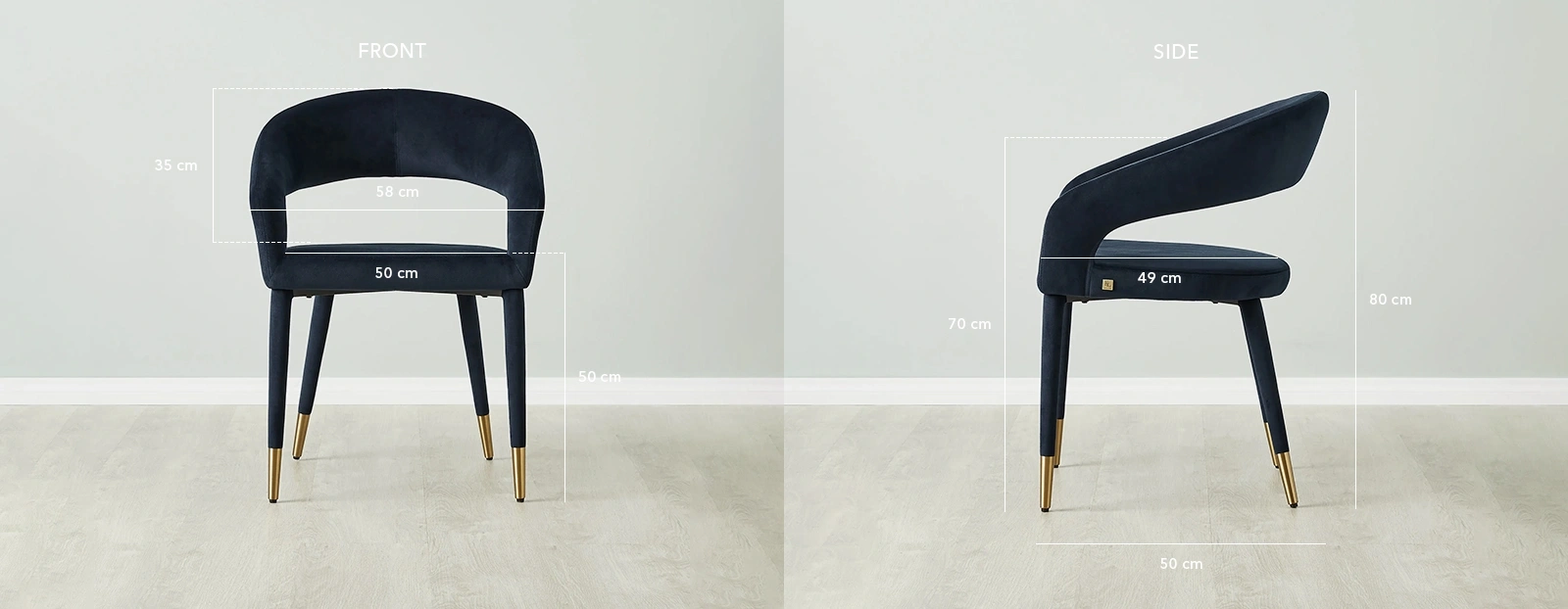 Moulin Midnight Navy Velvet Dining Chair - Brushed Gold Legs