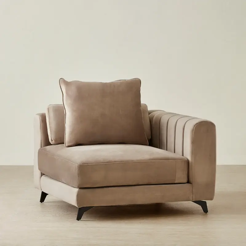 Jordan Beige Velvet Corner Sofa - 1 Seater Corner | Koala Living
