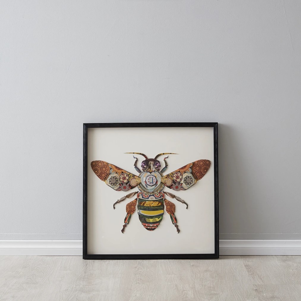 Bumble Bee Framed Paper Collage | Koala Living