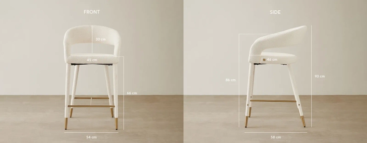 Moulin Chantilly White Fabric 66cm Counter Stool - Brushed Gold Legs ...