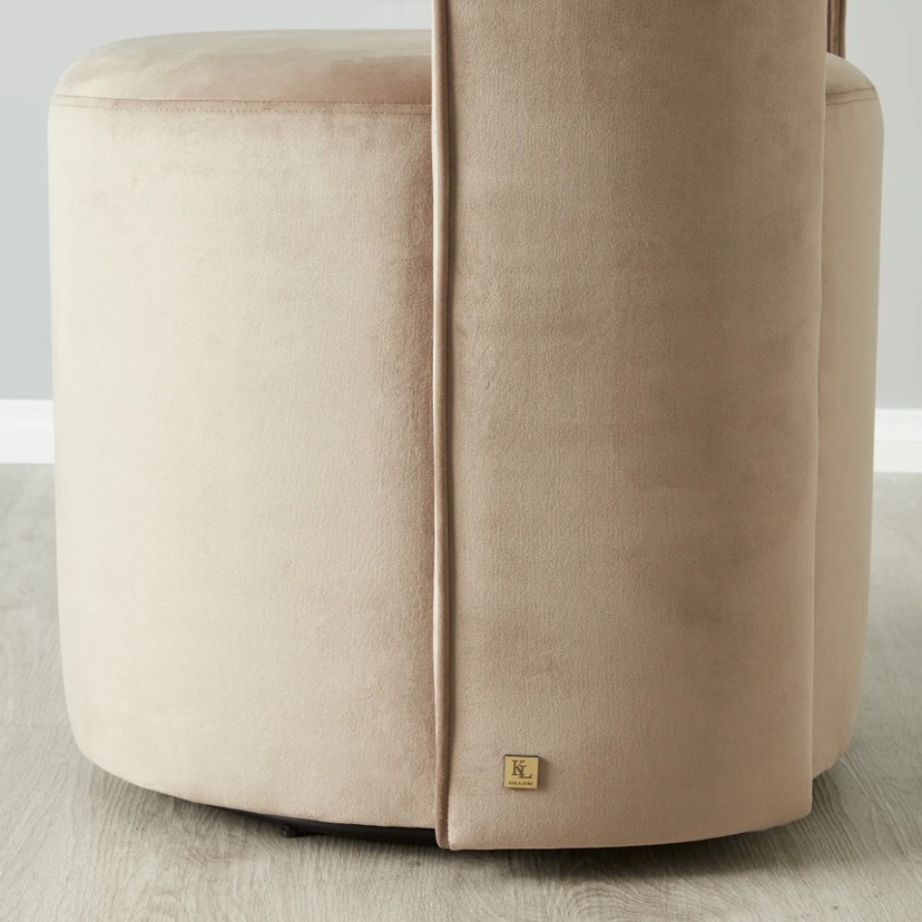 Sutton Beige Velvet Swivel Dining Chair | Koala Living