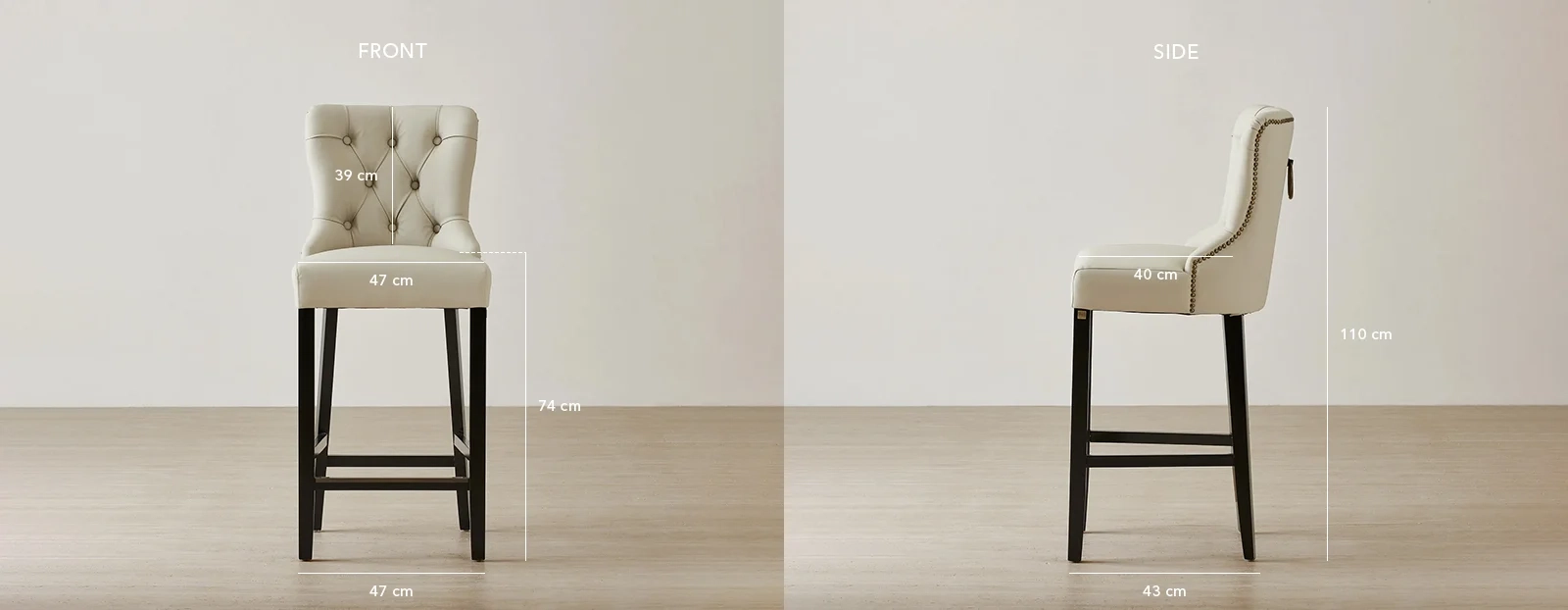 Saxon II Cloud Grey Vegan Leather Bar Stool | Koala Living