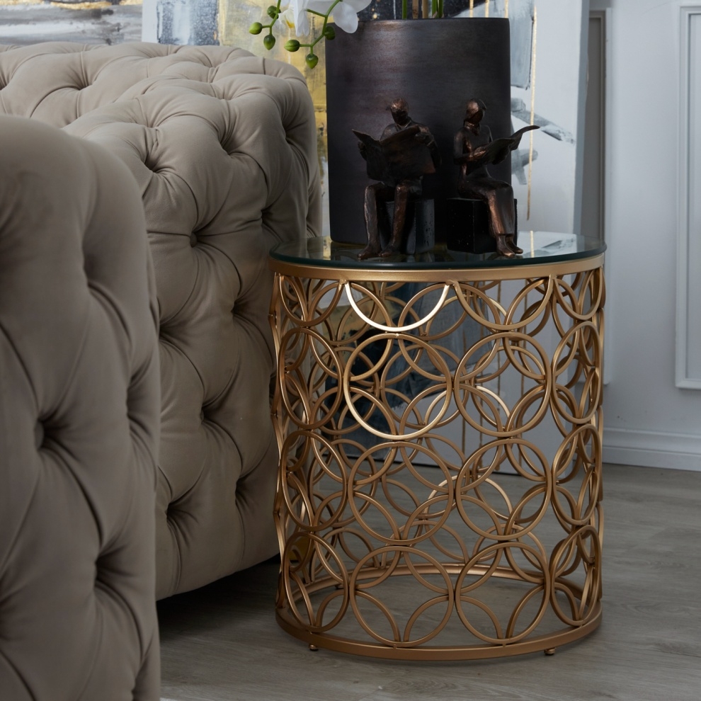 Cody Champagne Gold Glass Side Table