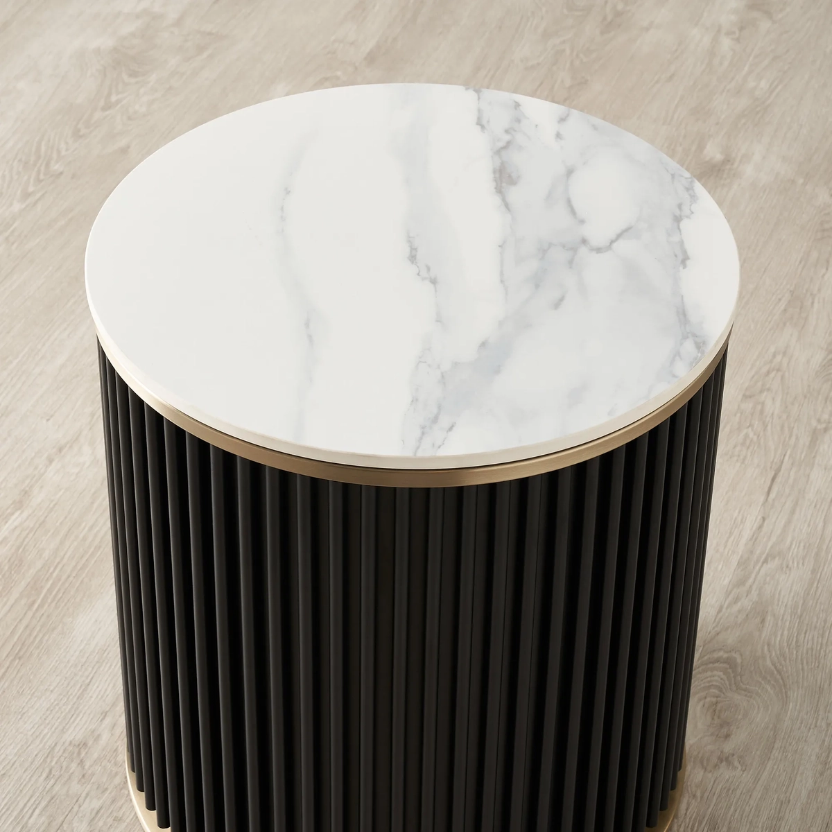 Archie White Sintered Stone Round Side Table | Koala Living