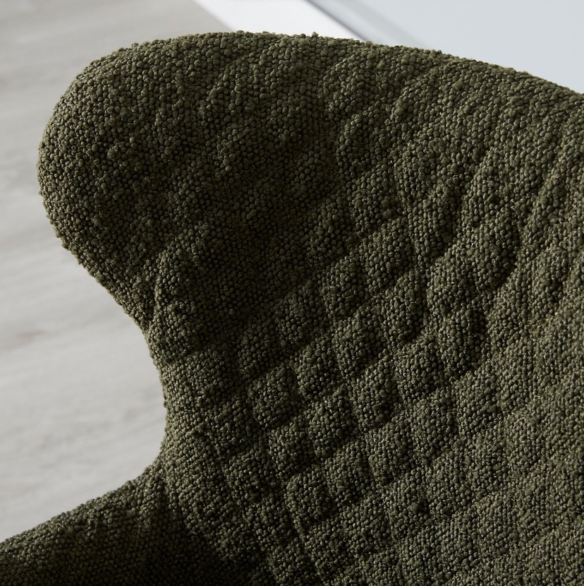 Quinn Olive Green Boucle Bar Stool - Black Legs | Koala Living