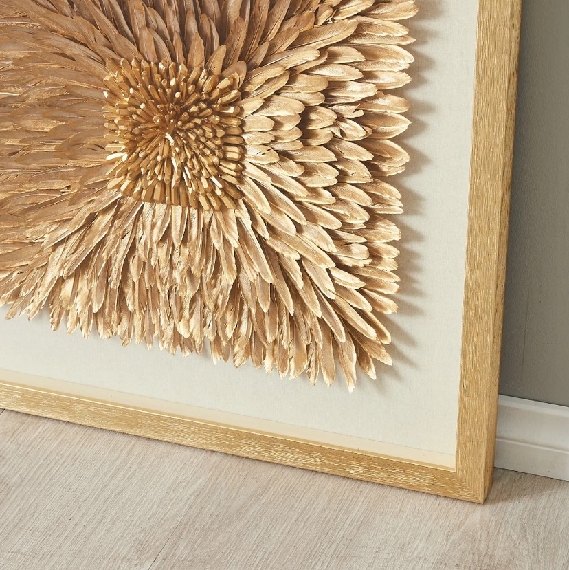 Feather Shadow Box with Golden Frame | Koala Living
