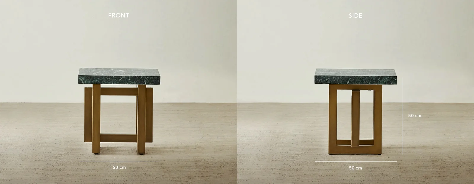 Grayson Emerald Green Sintered Stone Side Table - Brushed Bronze Legs | Koala Living