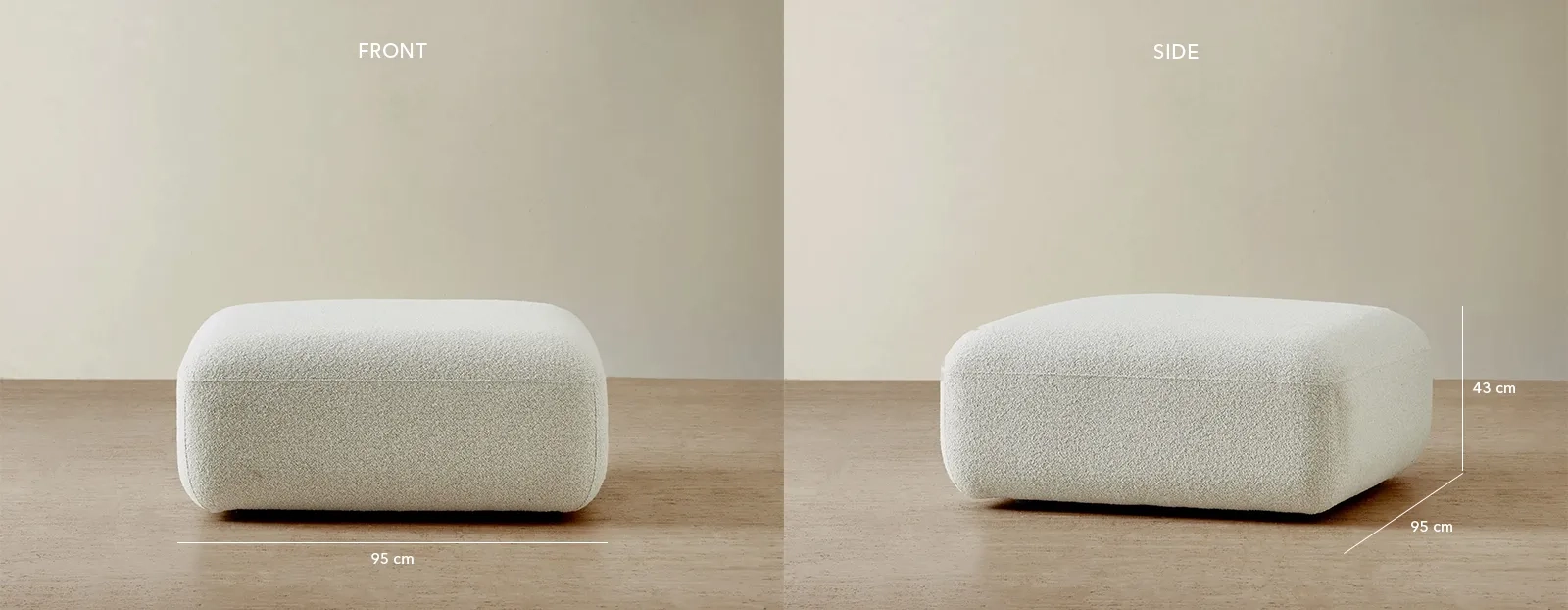 Capri Stone White Modular Ottoman | Koala Living