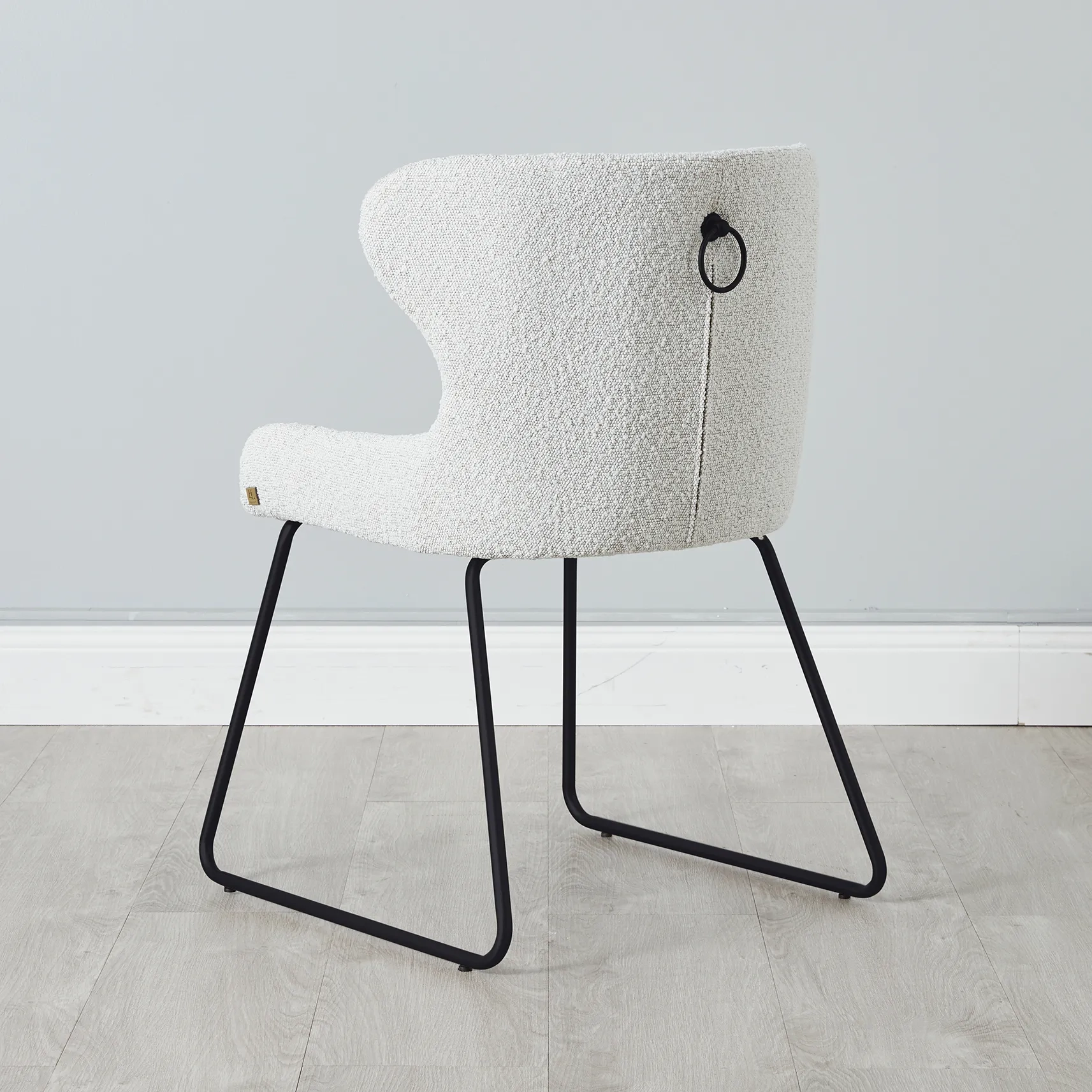 Quinn Cream Boucle Dining Chair - Black Legs | Koala Living