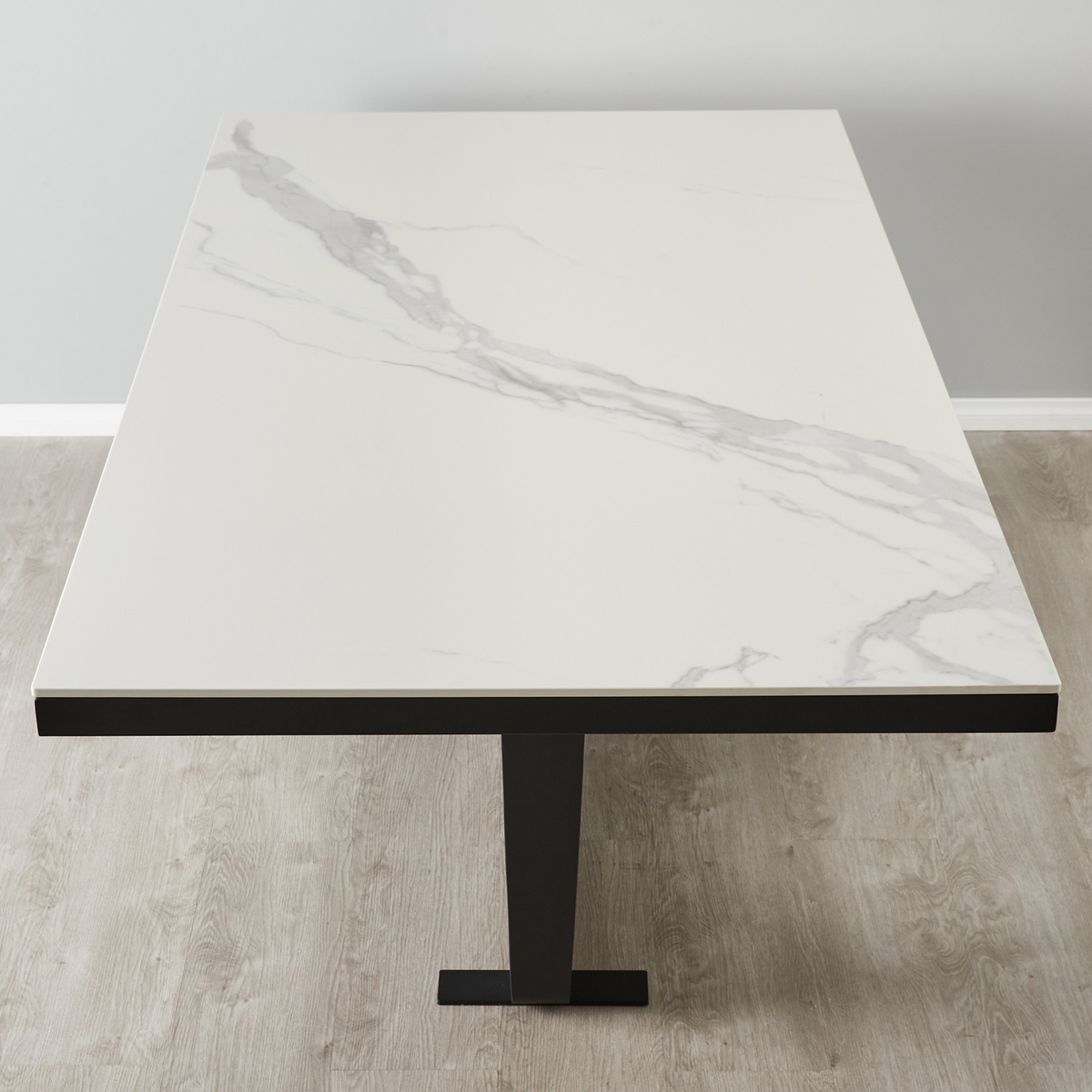 Aspen lll White Sintered Stone Dining Table Matte Black Legs