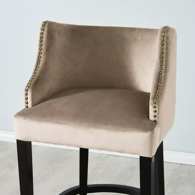 Simone Beige Velvet 76cm Bar Stool-Gold Accessories | Koala Living