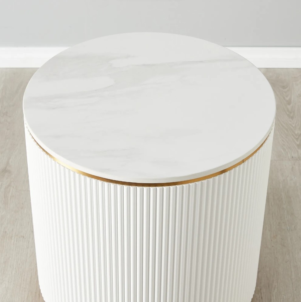 Kennedy White Sintered Stone Side Table | Koala Living