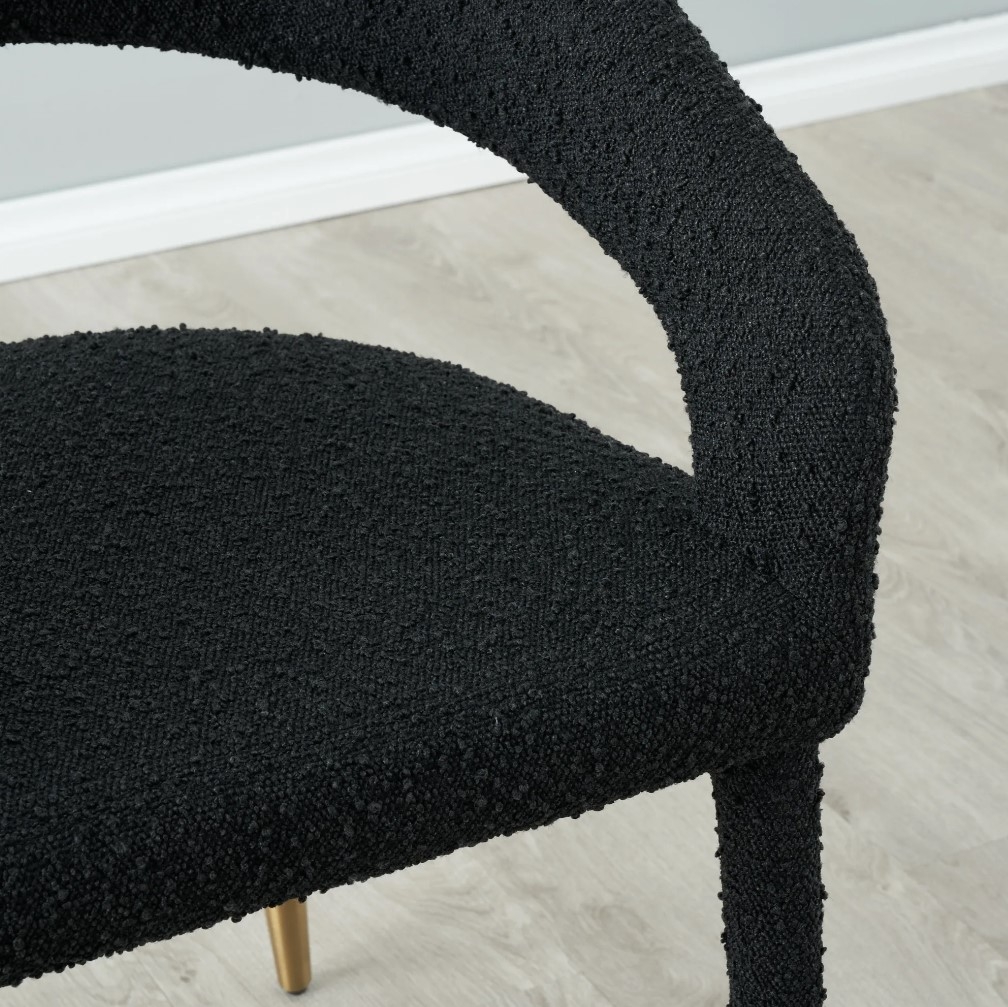 Moulin Black Boucle Dining Chair - Brushed Gold Legs | Koala Living