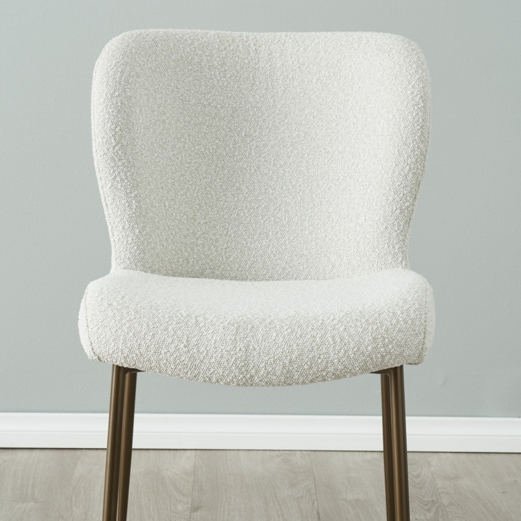 Hailey Snow White Boucle Dining Chair - Bronze Legs | Koala Living