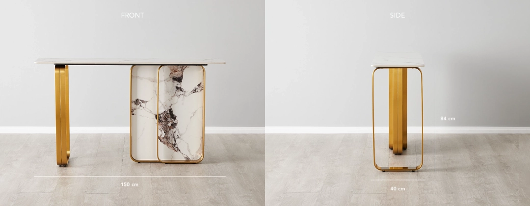 Marbella Cold Calacatta White Sintered Stone Console Table - Brushed ...